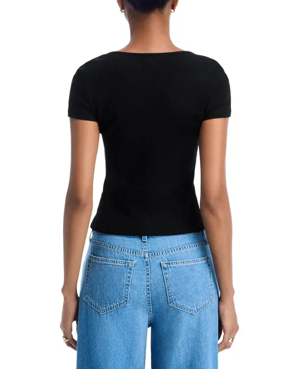 L'Agence Brynlee Short Sleeve Scoop Neck Tee - Black