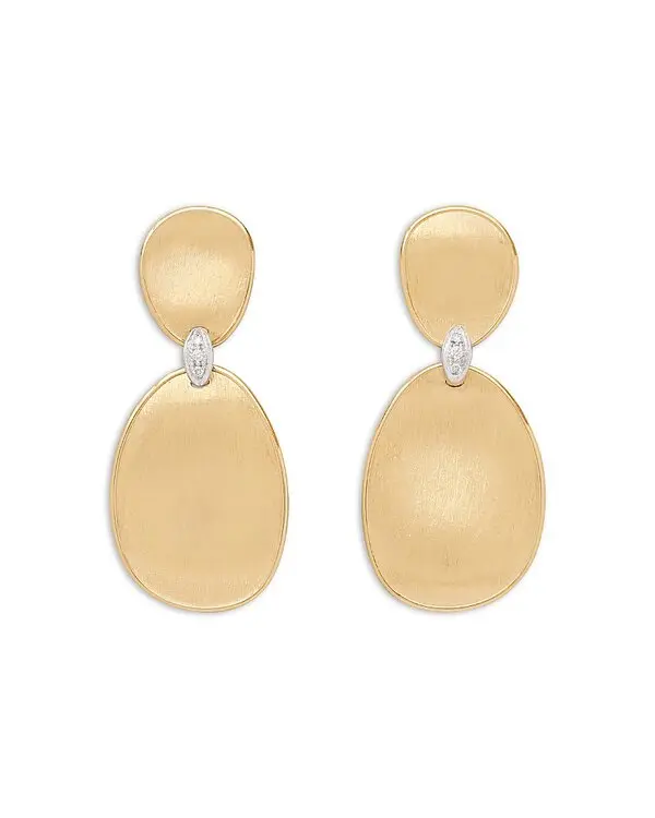 Marco Bicego 18k Gold Diamond Lunaria Double Drop Earrings - White/gold