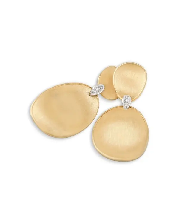 Marco Bicego 18k Gold Diamond Lunaria Double Drop Earrings - White/gold