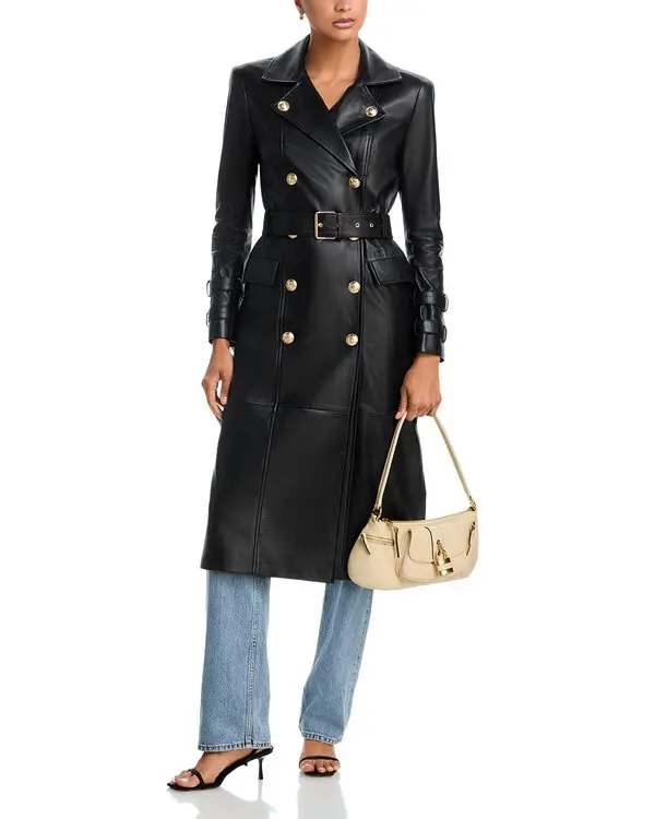 L'Agence Celina Leather Trench Coat