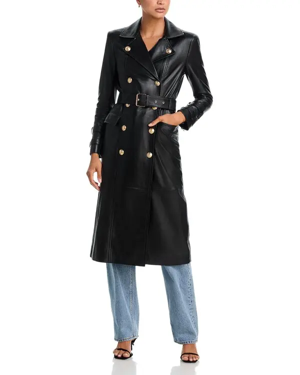 L'Agence Celina Leather Trench Coat