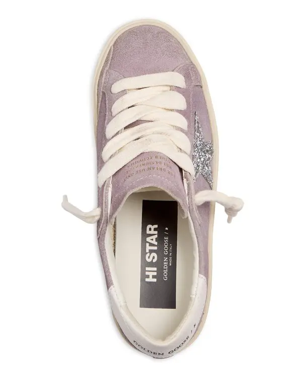 GOLDEN GOOSE Hi Star Sneakers - Lilac/silver