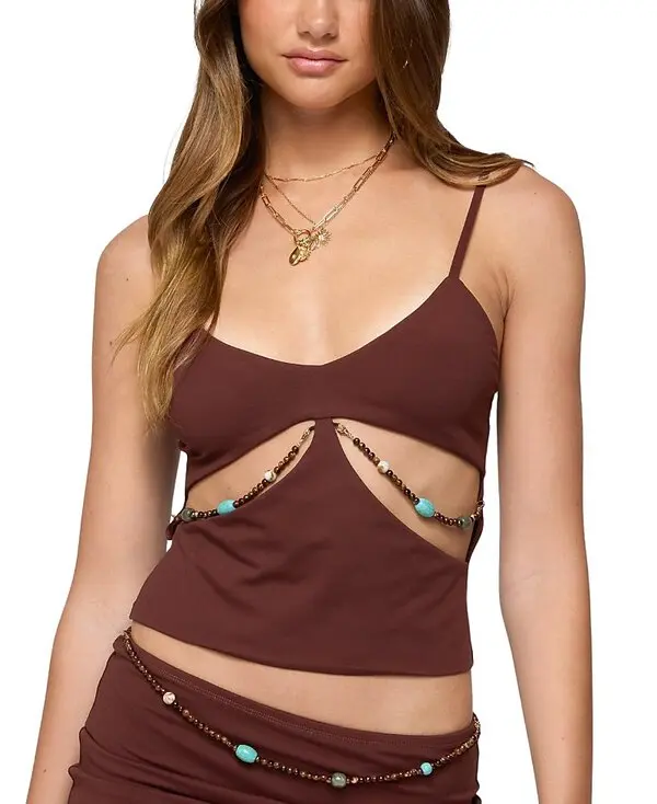 EDIKTED Neri Bead Cut Out Tank Top