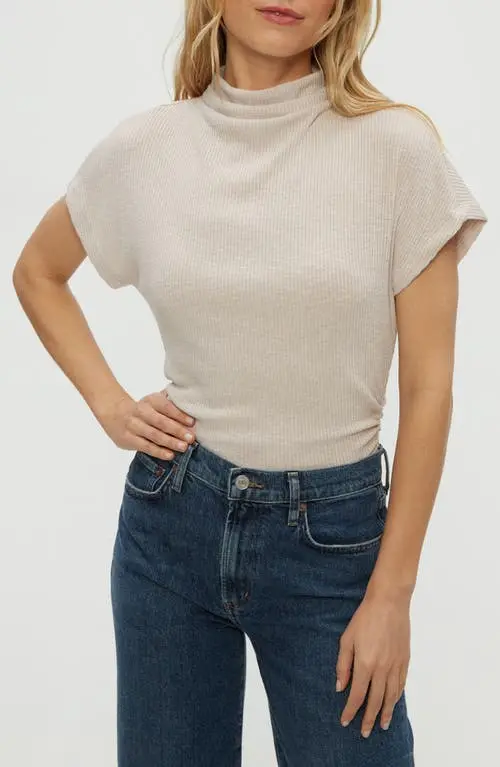 Michael Stars Lara Mock Neck Ribbed Sweater - Cement