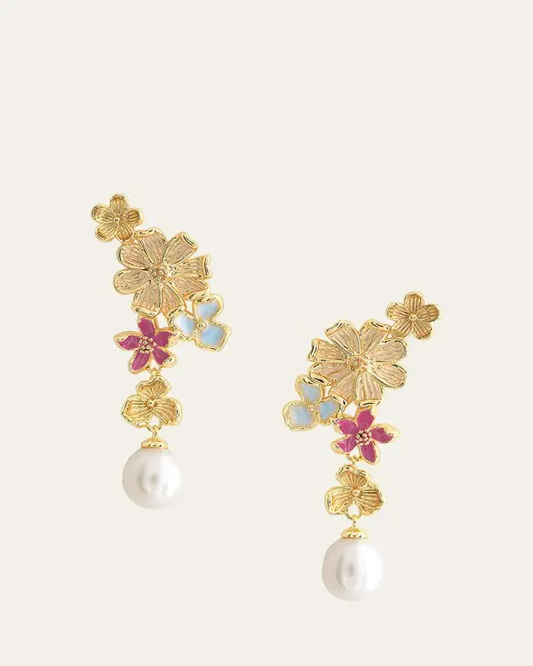 ANABEL ARAM JEWELRY Wildflower Pearl Drop Earrings - Multi