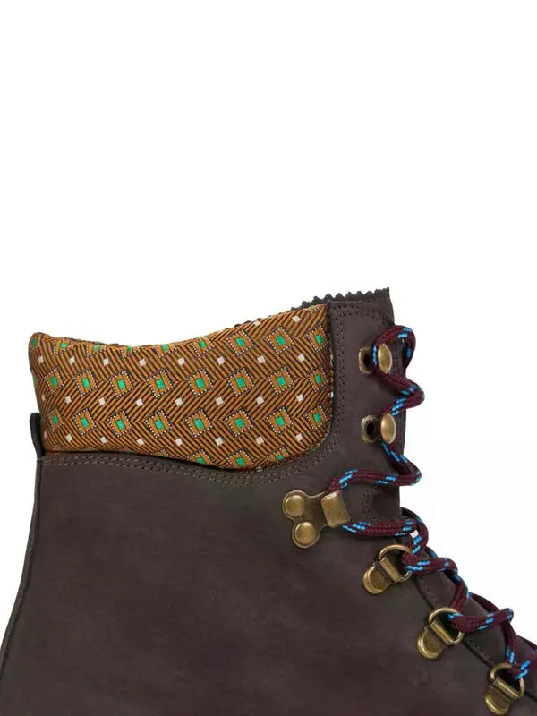 Etro Lace-up Boots With Patterned Collar
