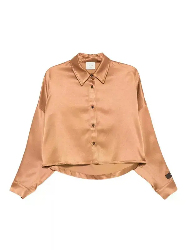 ALYSI Long-sleeves Cropped Shirt - Brown