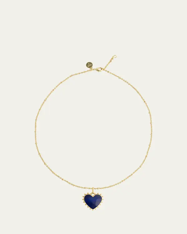 ANABEL ARAM JEWELRY Heart Stone Pendant Necklace - Lapis