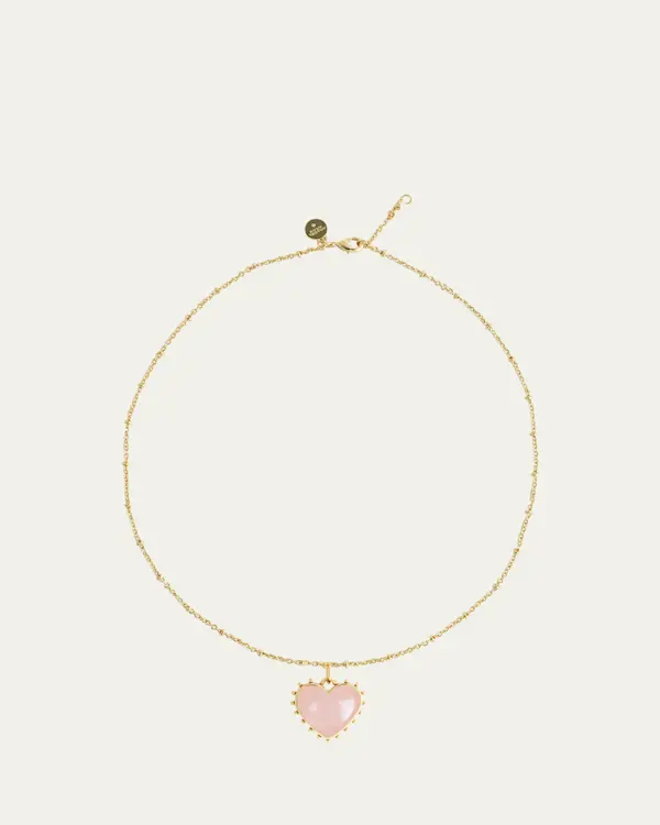 ANABEL ARAM JEWELRY Heart Stone Pendant Necklace - Rose Quartz