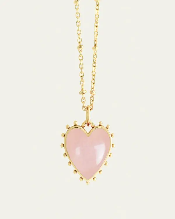 ANABEL ARAM JEWELRY Heart Stone Pendant Necklace - Rose Quartz
