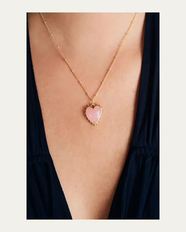 ANABEL ARAM JEWELRY Heart Stone Pendant Necklace - Rose Quartz