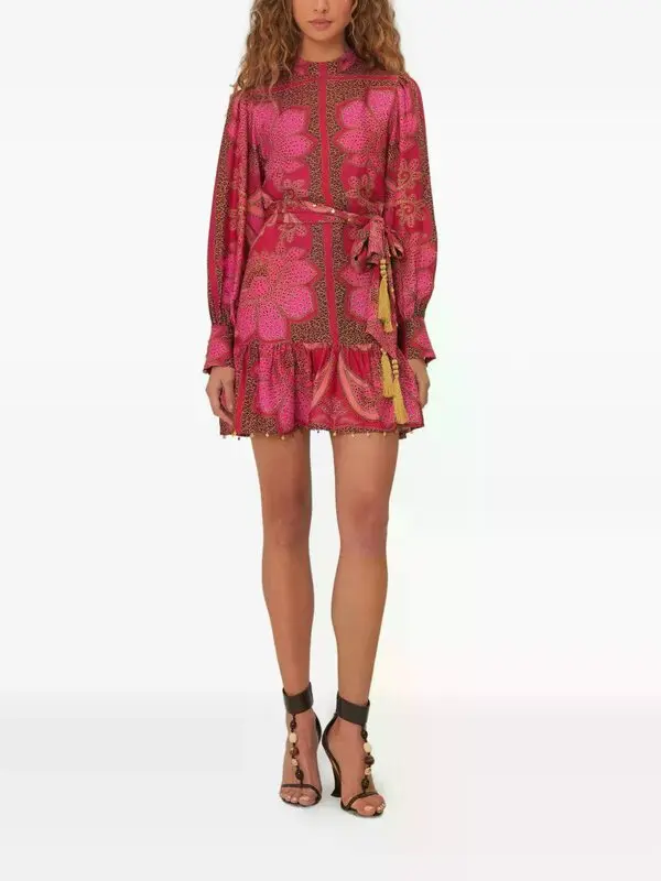 Farm Rio Patterned Mini Dress With Tassels