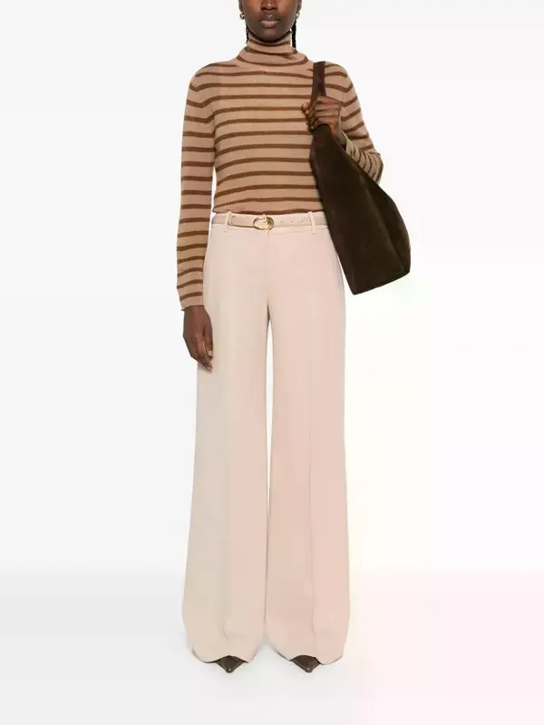 BEYOU Striped Turtleneck Top - Neutrals