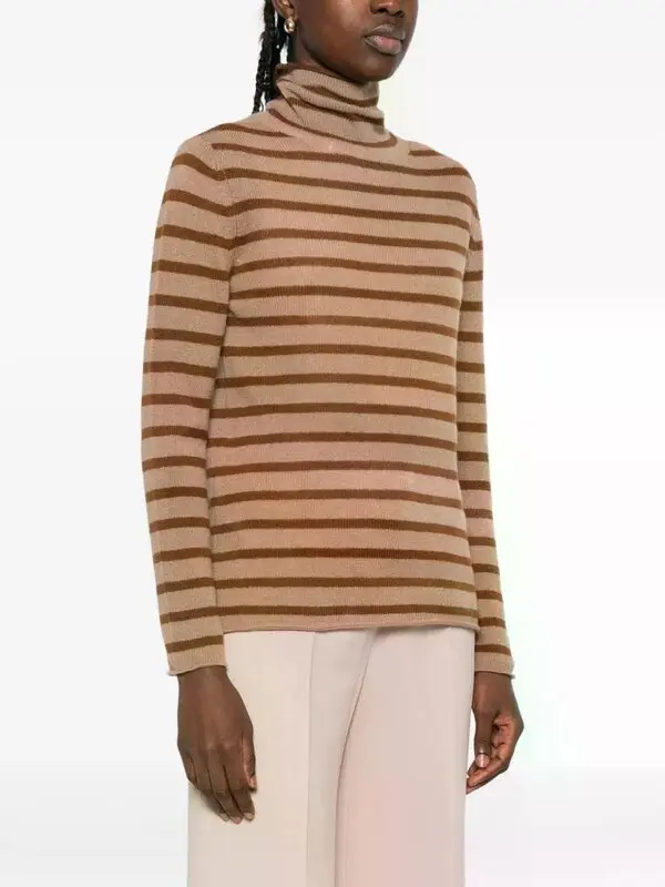 BEYOU Striped Turtleneck Top - Neutrals