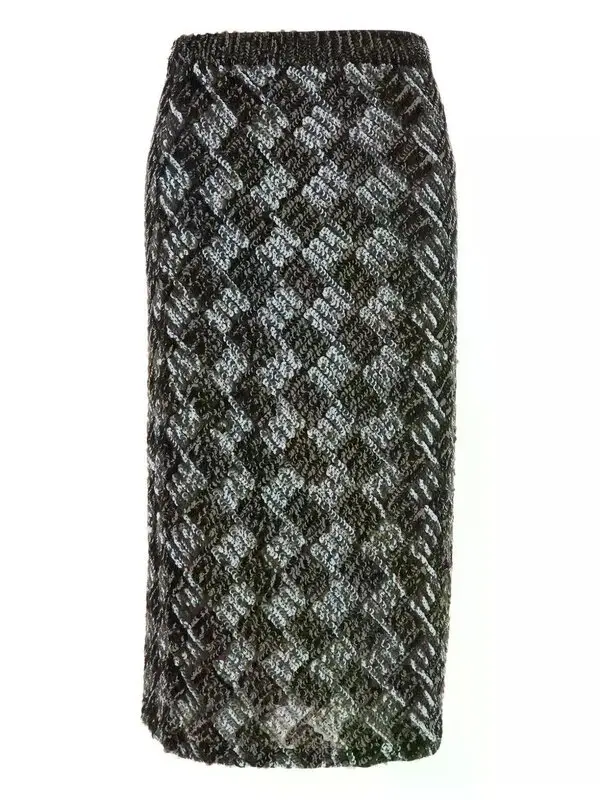 P.a.r.o.s.h Diamond-pattern Sequinned Midi Skirt
