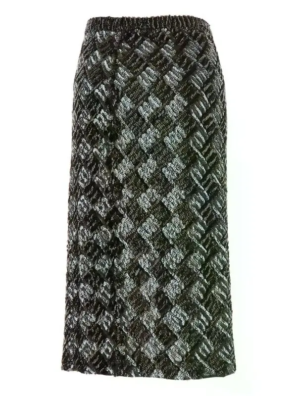 P.a.r.o.s.h Diamond-pattern Sequinned Midi Skirt