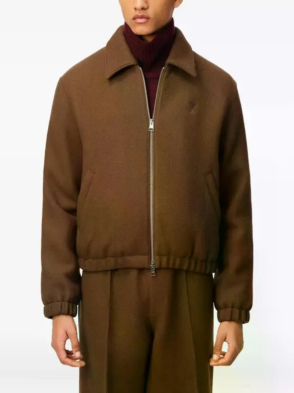 AMI Paris De Coeur Wool Zipped Jacket