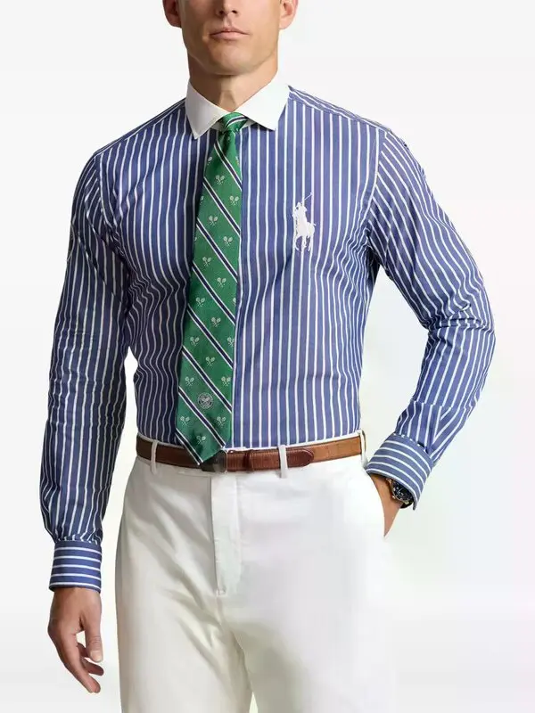 Polo Ralph Lauren Striped Embroidered Shirt - Blue