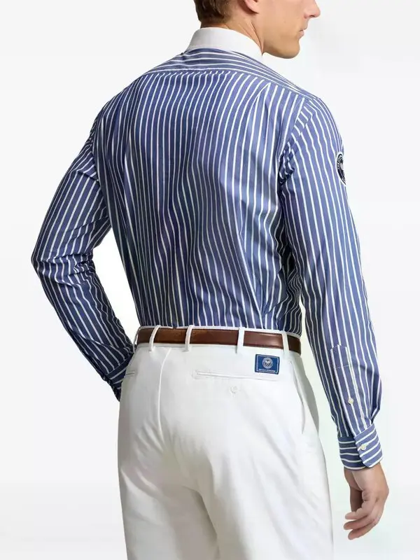Polo Ralph Lauren Striped Embroidered Shirt - Blue