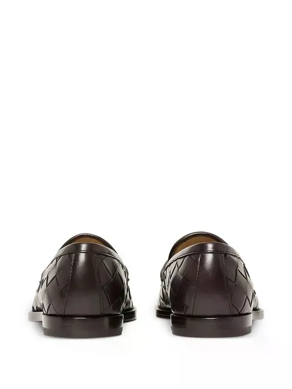 SCAROSSO Woven Leather Loafers - Brown