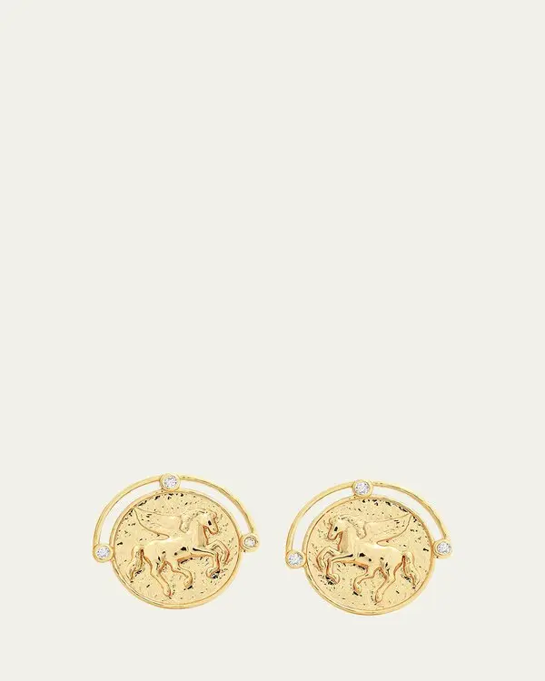 ANABEL ARAM JEWELRY Pegasus Coin Stud Earrings - Gold