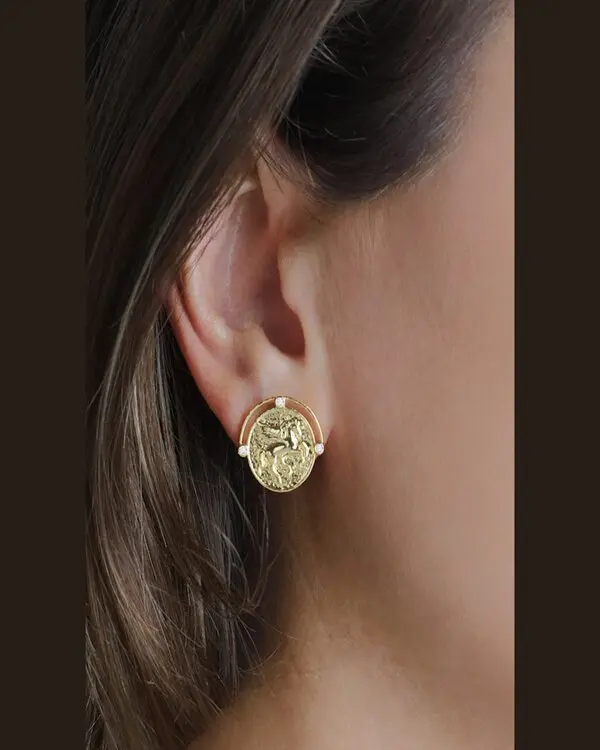 ANABEL ARAM JEWELRY Pegasus Coin Stud Earrings