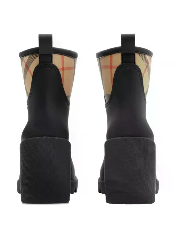 Burberry Heeled Check Rain Boots - Black