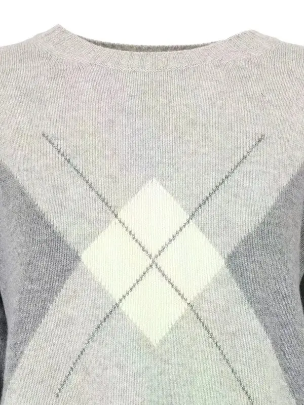 KANGRA Crew Neck Argyle Knit Sweater