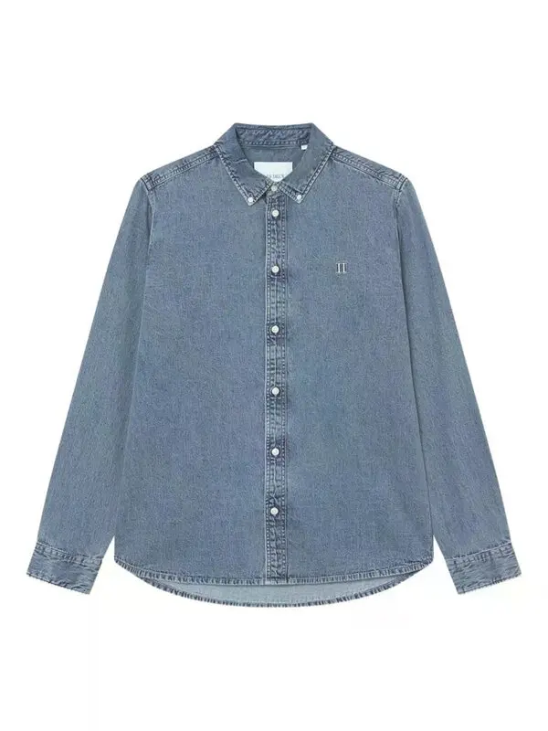 LES DEUX Embroidered Denim Shirt - Blue