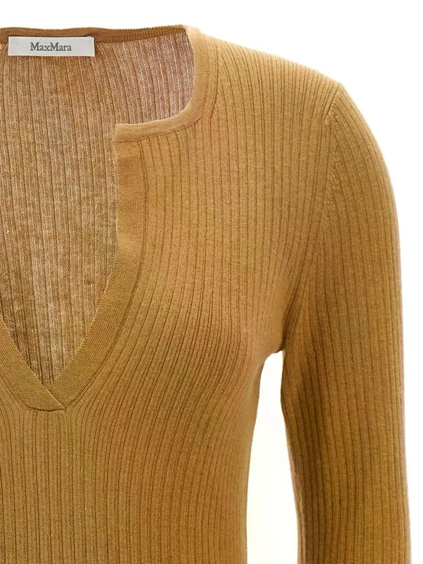 Max Mara Urlo Henley-neck Ribbed Sweater - Neutrals