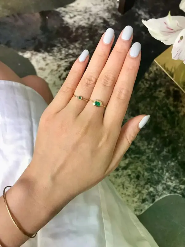 YI COLLECTION 18k Gold Emerald Chain Ring