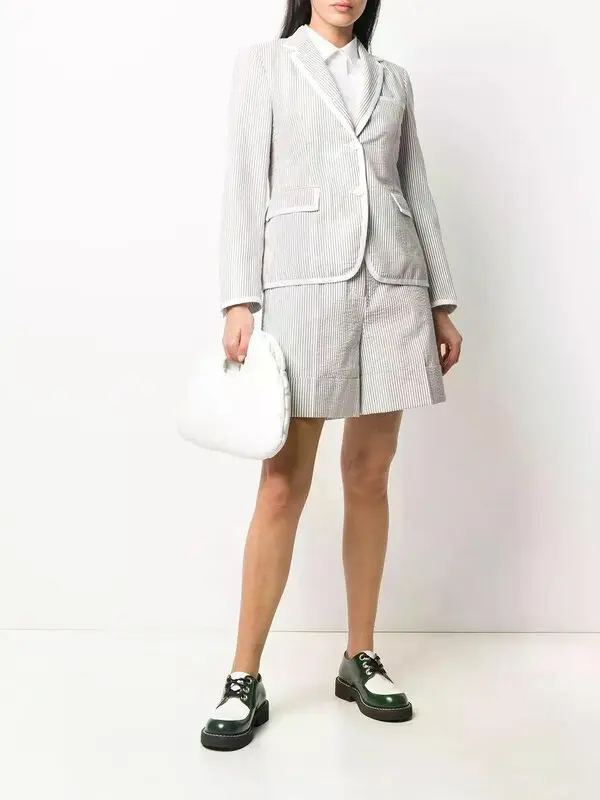 Thom Browne High-waist Striped Seersucker Shorts