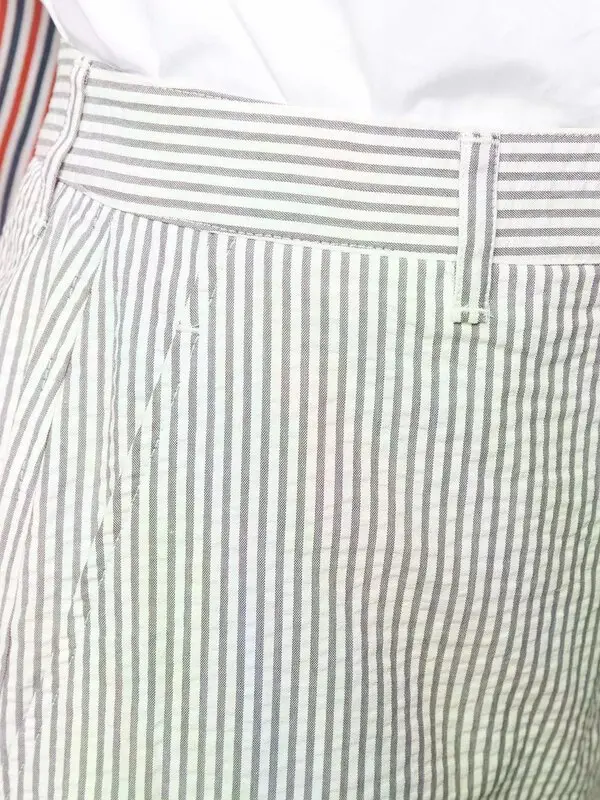 Thom Browne High-waist Striped Seersucker Shorts