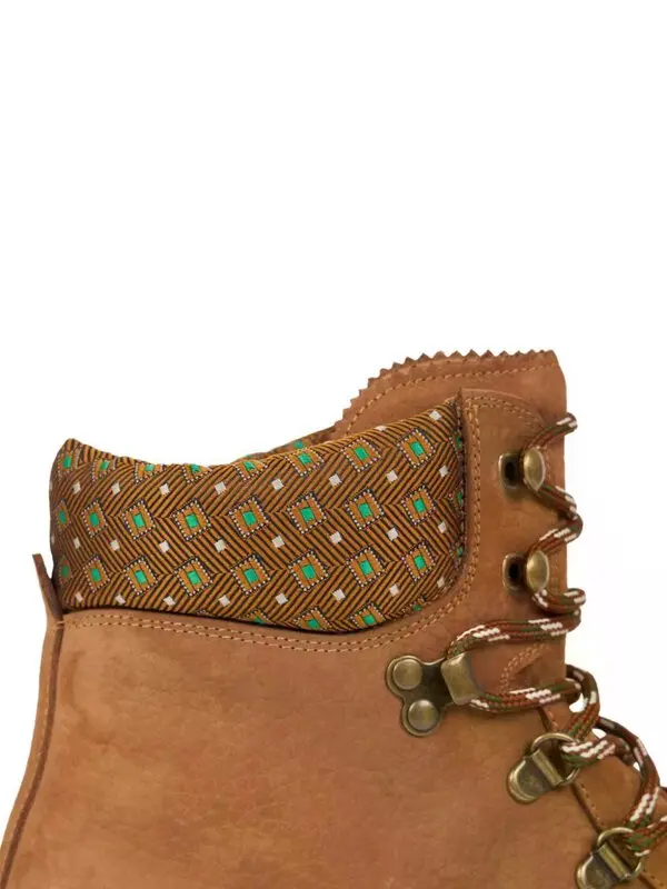Etro Patterned Collar Lace-up Boots