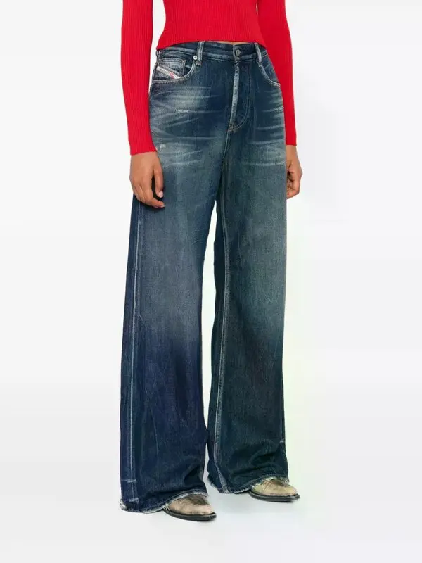 DIESEL® Frayed Wide-leg Jeans