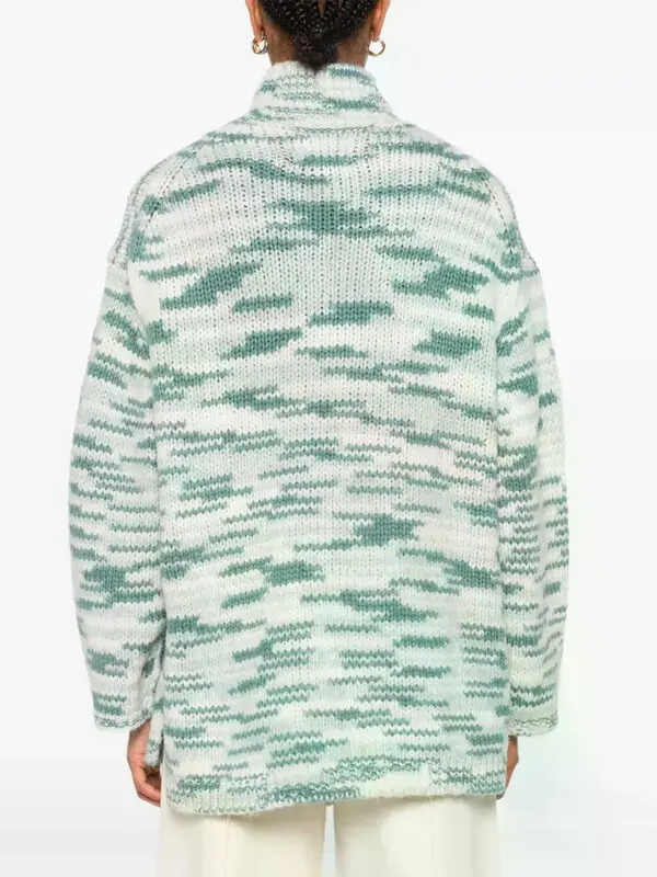 Marc O'polo High-neck Stripe-pattern Sweater - Green