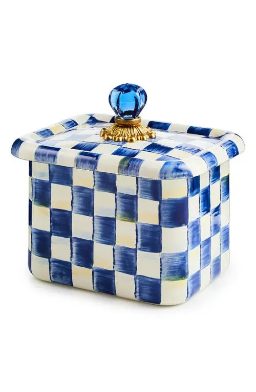 MACKENZIE-CHILDS Royal Check Enameled Steel Recipe Box - Blue/white