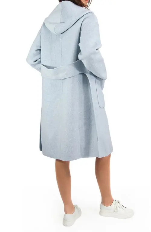 BELLE & BLOOM Wool-blend Hooded Coat - Light Blue
