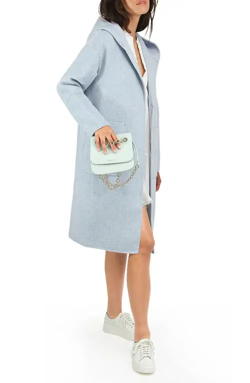 BELLE & BLOOM Wool-blend Hooded Coat - Light Blue