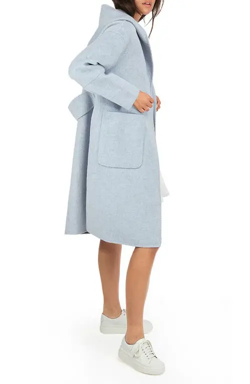 BELLE & BLOOM Wool-blend Hooded Coat - Light Blue