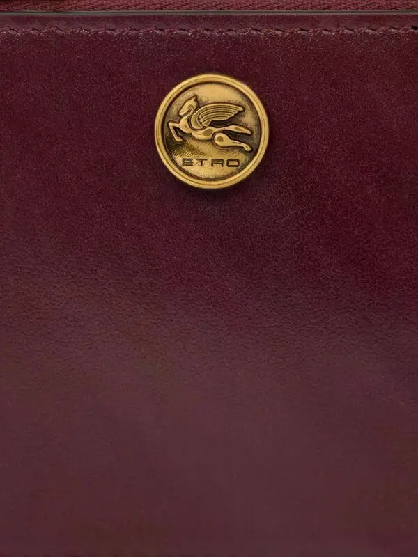 Etro Pegaso-plaque Leather Card Holder - Red