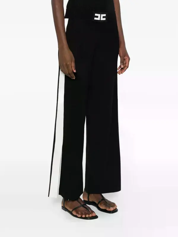 Elisabetta Franchi Wide Leg Logo Trousers
