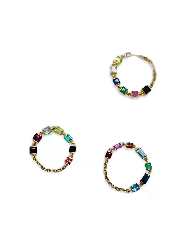 YI COLLECTION 14k Gold Rainbow Sapphires Chain Ring