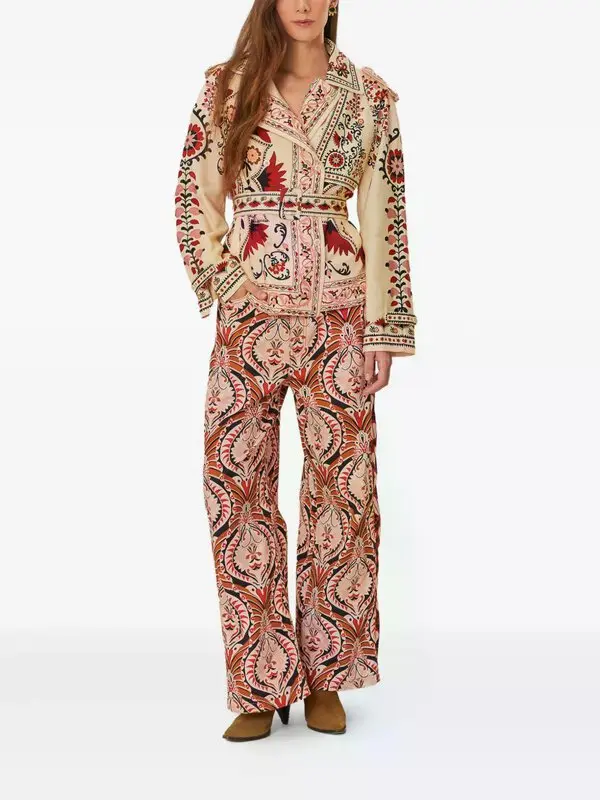 Farm Rio Mandala Floral-print Belted Blazer