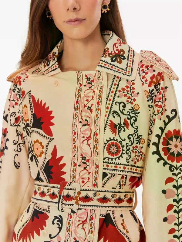 Farm Rio Mandala Floral-print Belted Blazer