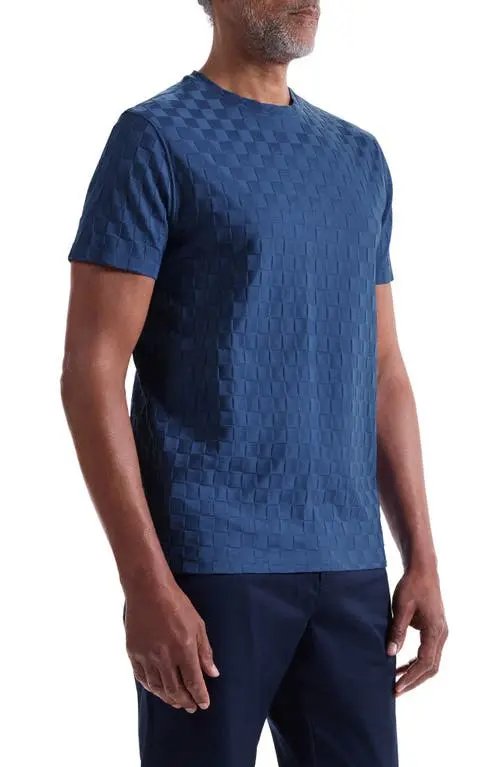 Bugatchi Geo Textured Cotton T-shirt - Cobalt