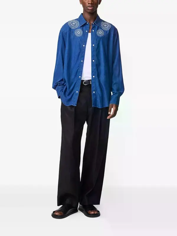 Nn07 Embroidered Denim Shirt