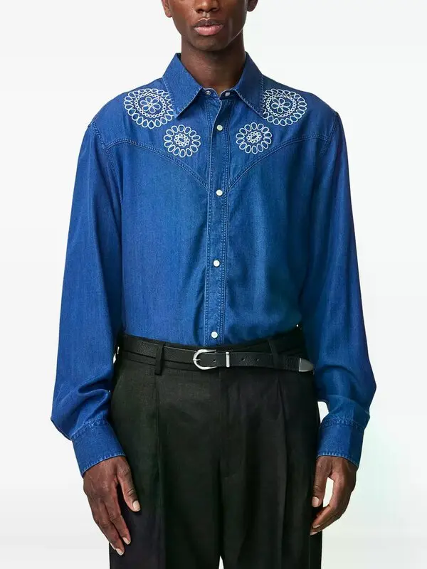 Nn07 Embroidered Denim Shirt