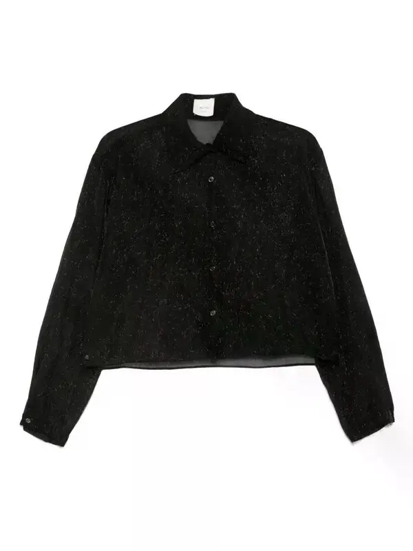 ALYSI Glitter-detail Collared Shirt - Black