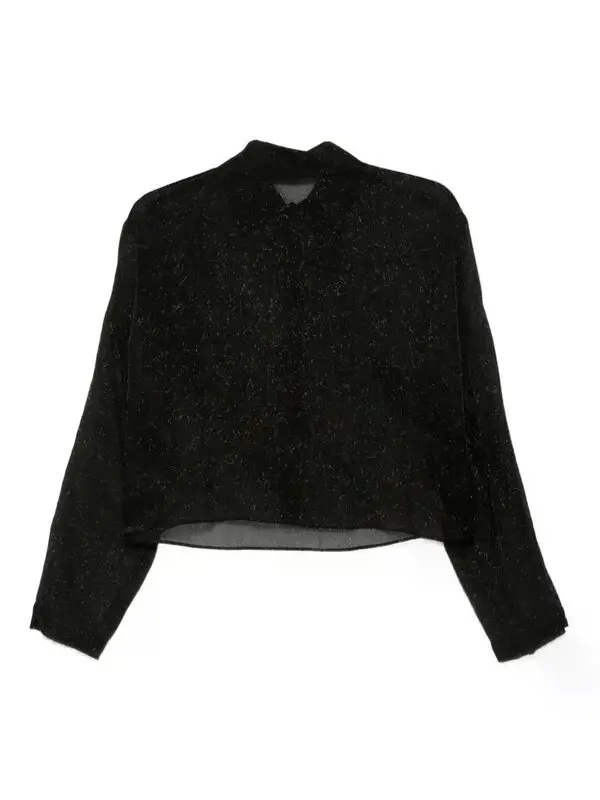 ALYSI Glitter-detail Collared Shirt - Black